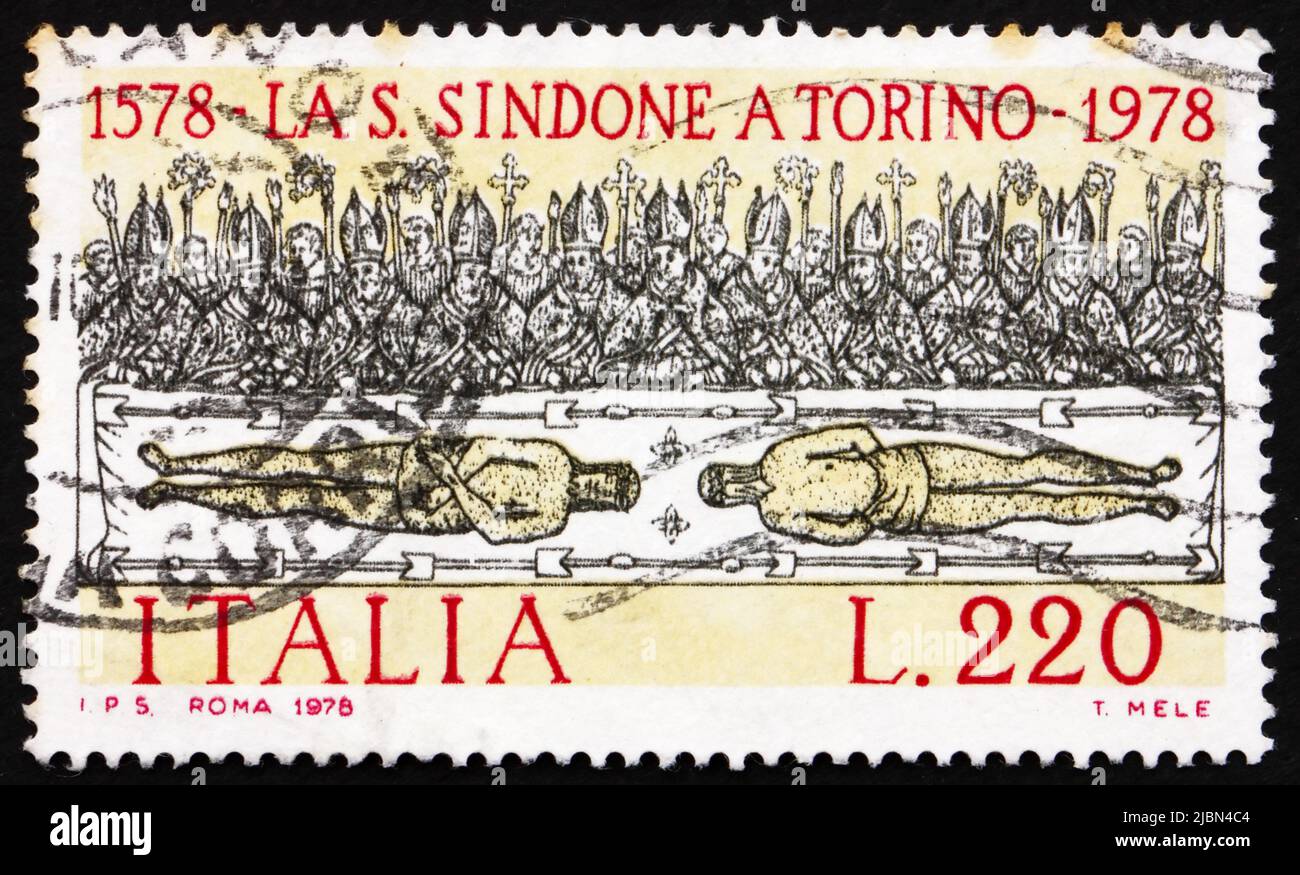 ITALY - CIRCA 1978: a stamp printed in the Italy shows Holy Shroud of ...