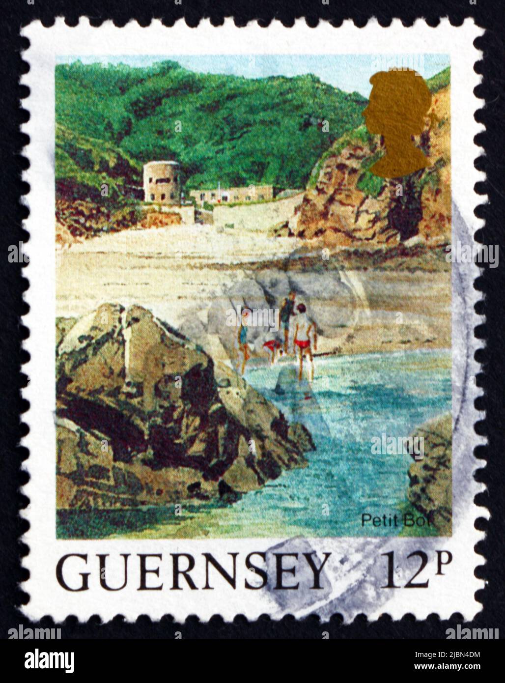 GUERNSEY - CIRCA 1988: a stamp printed in the Guernsey shows Petit Bot ...