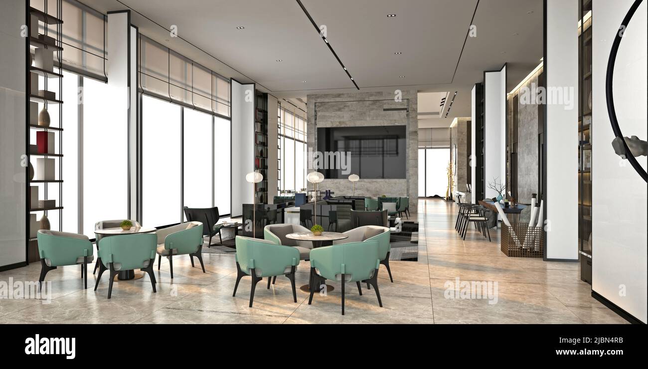 3d render of cafe restaurant interior Stock Photo - Alamy