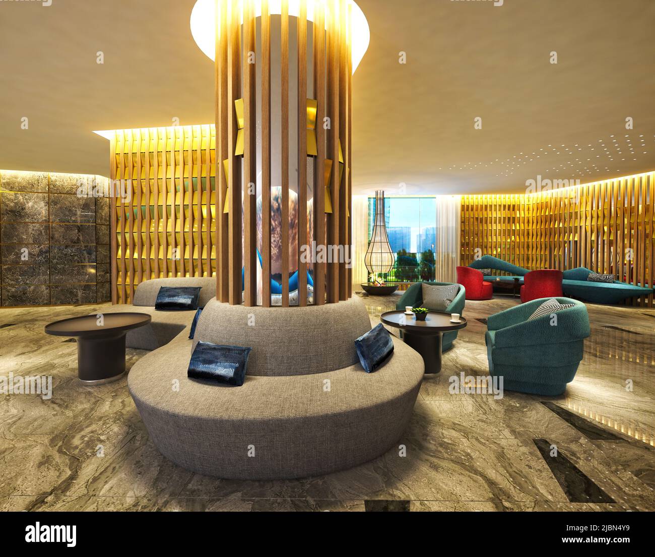 3d render luxury hotel lobby reception Stock Photo - Alamy