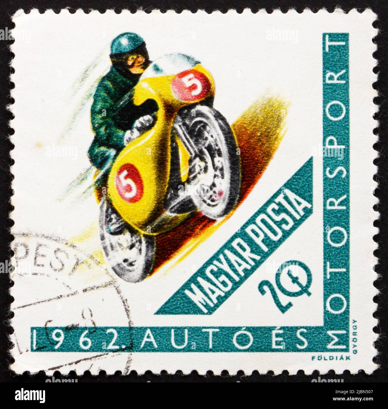 HUNGARY - CIRCA 1962: a stamp printed in the Hungary shows Racing ...
