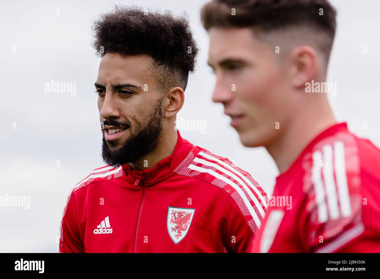 PONTYCLUN, WALES - 07 JUNE 2022: Wales' Sorba Thomas during a training ...