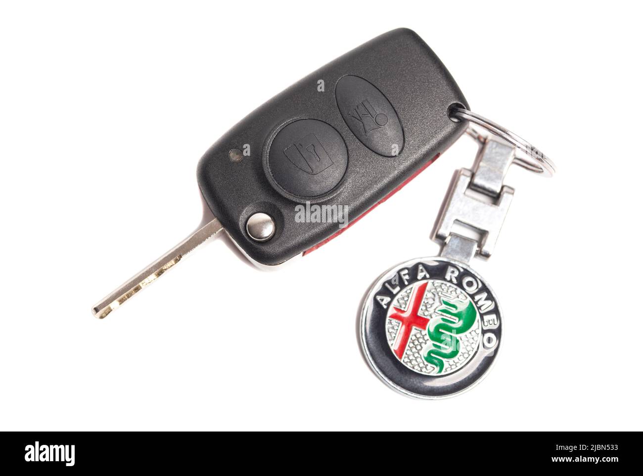 Moscow, Russia June 07,2022: Alfa Romeo car key with key chain isolated ...