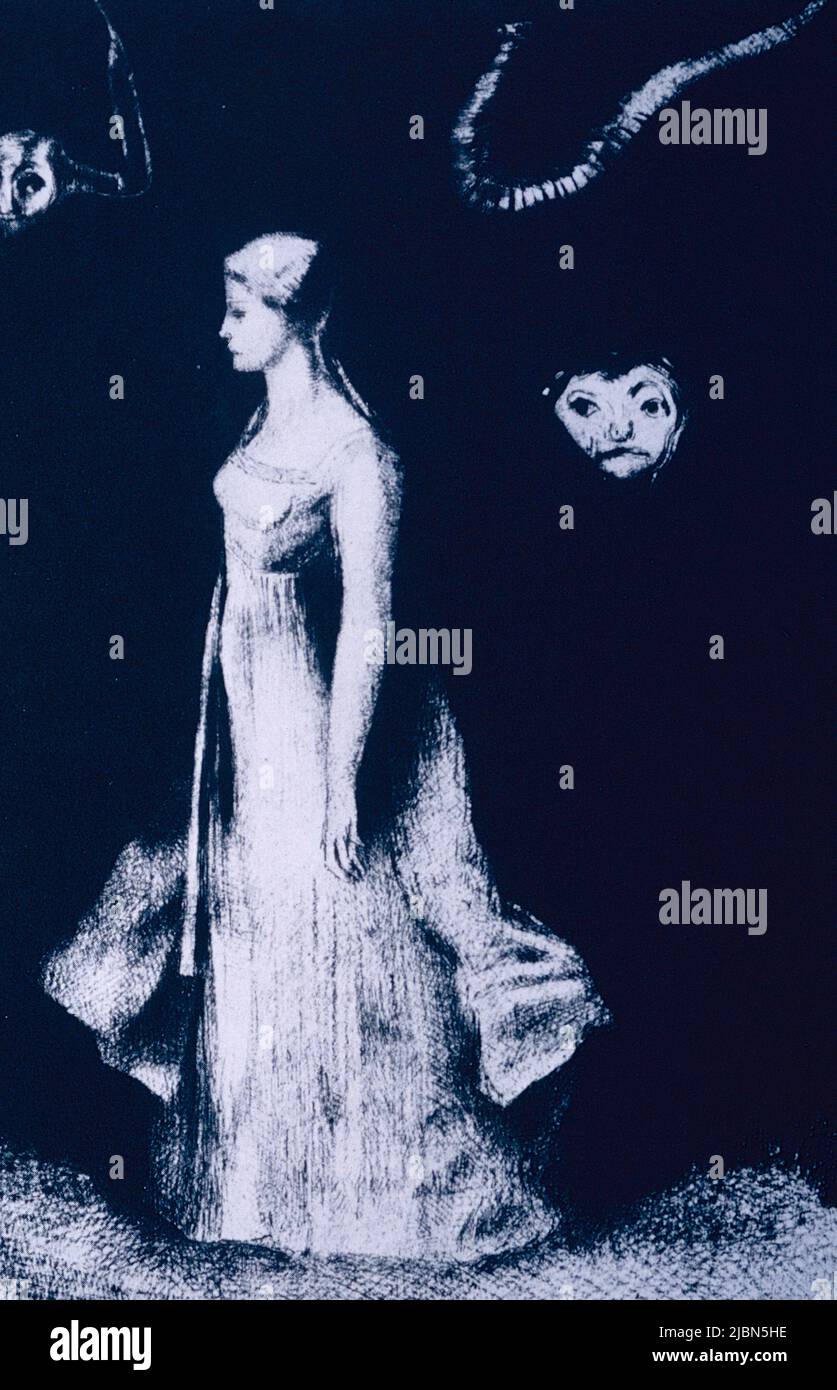 Hantise (Obsession), artwork by French artist Odilon Redon, 1894 Stock ...