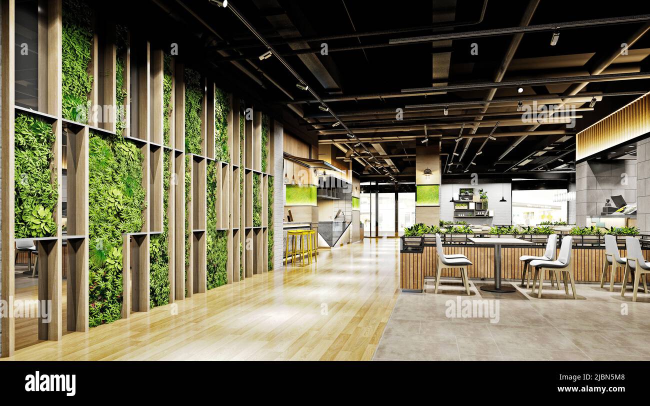3d render of cafe restaurant interior Stock Photo - Alamy
