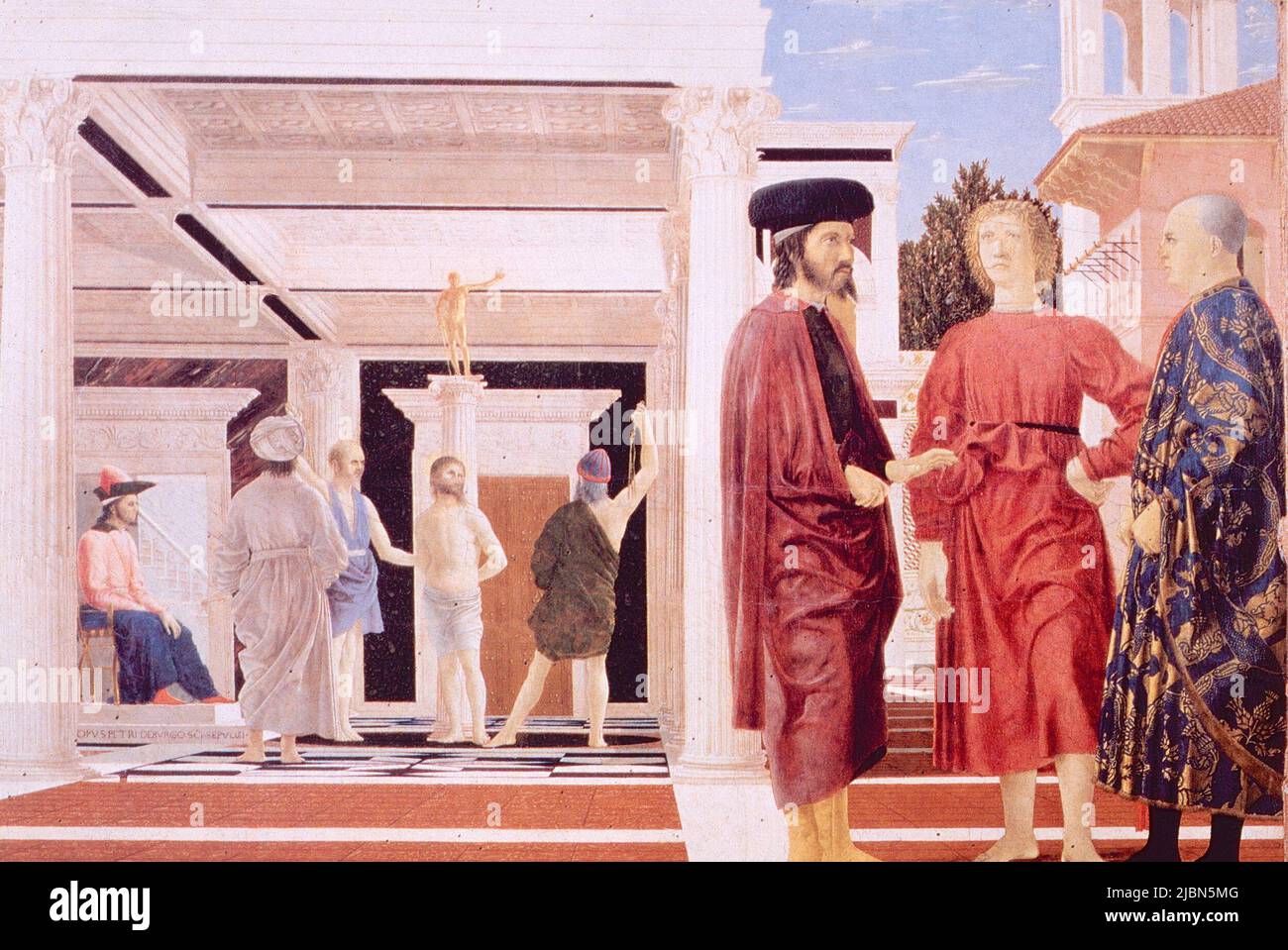 Flagellation, artwork by Italian painter Piero della Francesca, 1400s ...