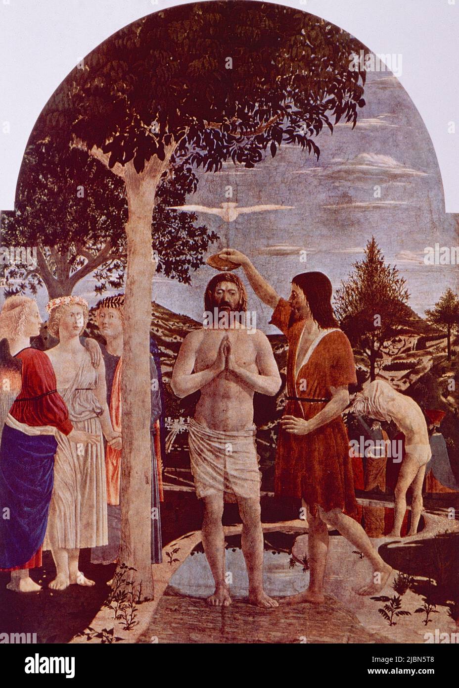 Baptism of Jesus Christ, artwork by Italian painter Piero della ...