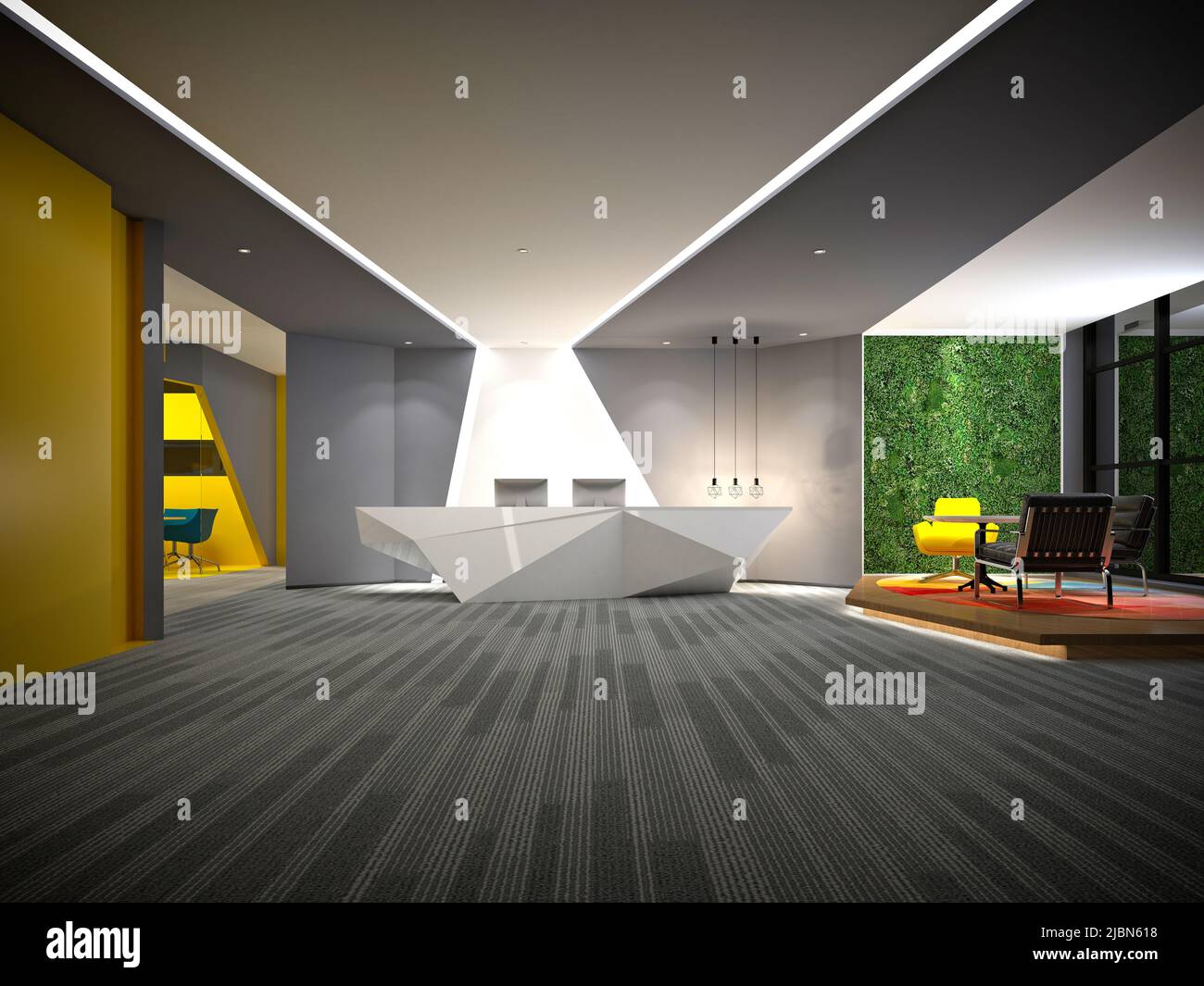3d render luxury hotel lobby reception Stock Photo - Alamy