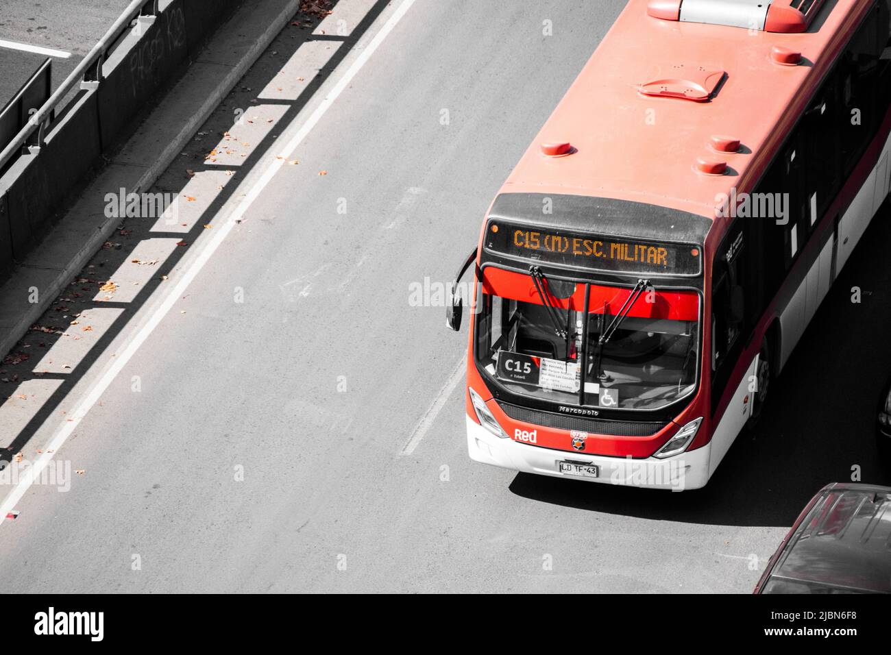 Transit bus in Las Condes, Santiago, Chile. Marcopolo Torino on route ...