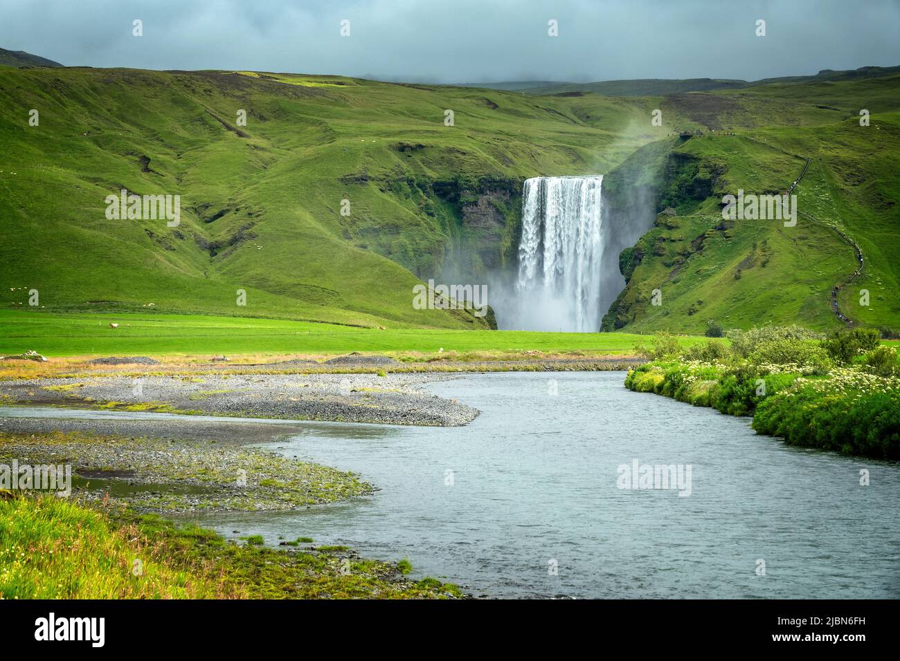 Skogafoss waterfall landscape in the South of Iceland Stock Photo - Alamy