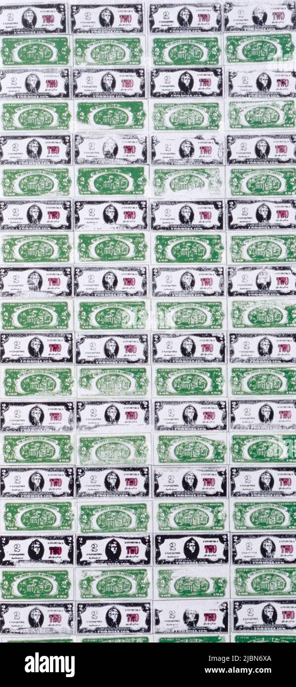 80 Two Dollar Bills, artwork by American artist Andy Warhol, 1962 Stock ...