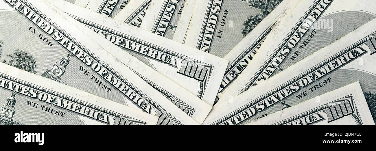 American paper dollar bills background. Hundred dollar banknotes ...