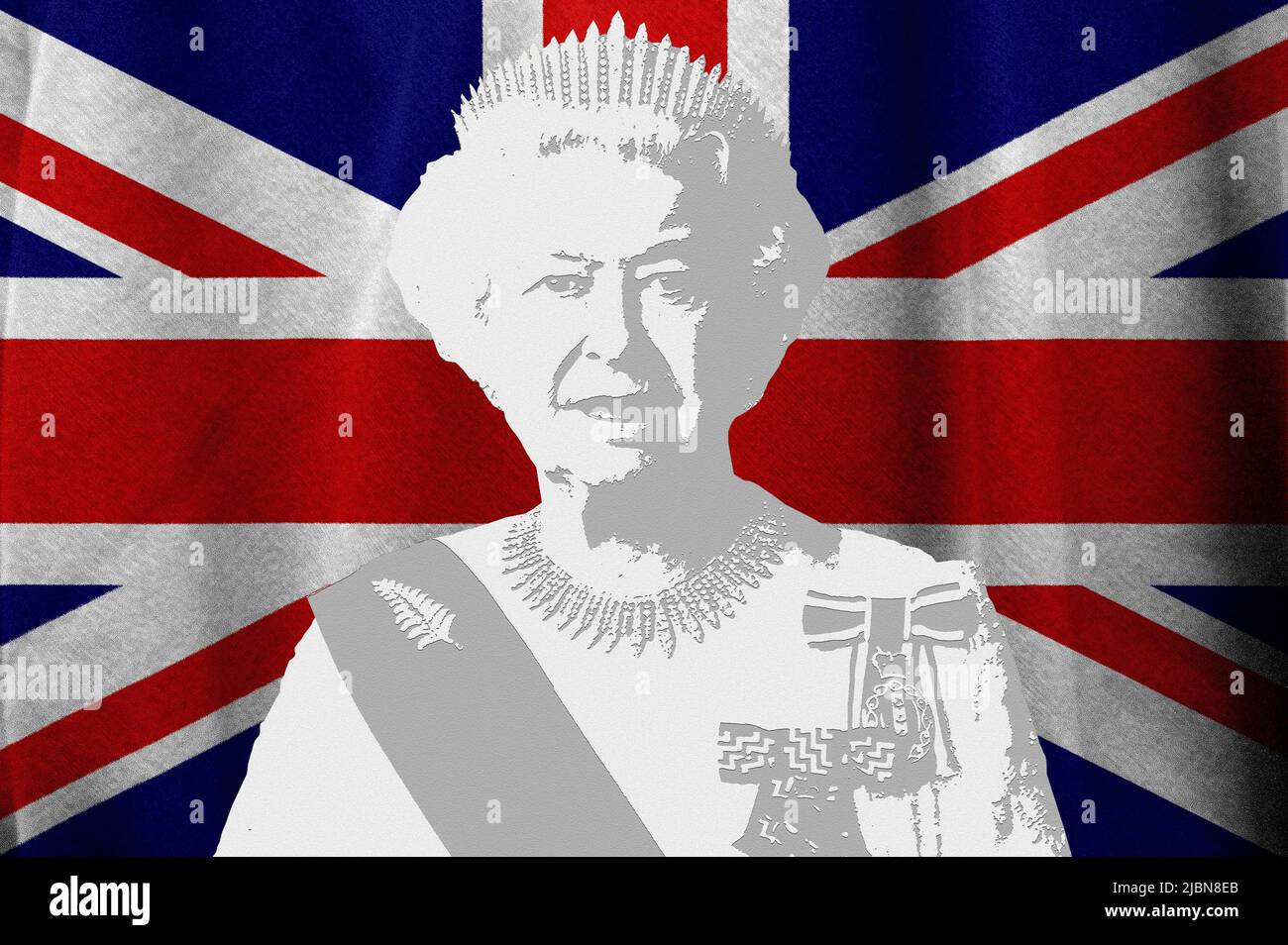 Queen Elizabeth II and UK flag Stock Photo - Alamy