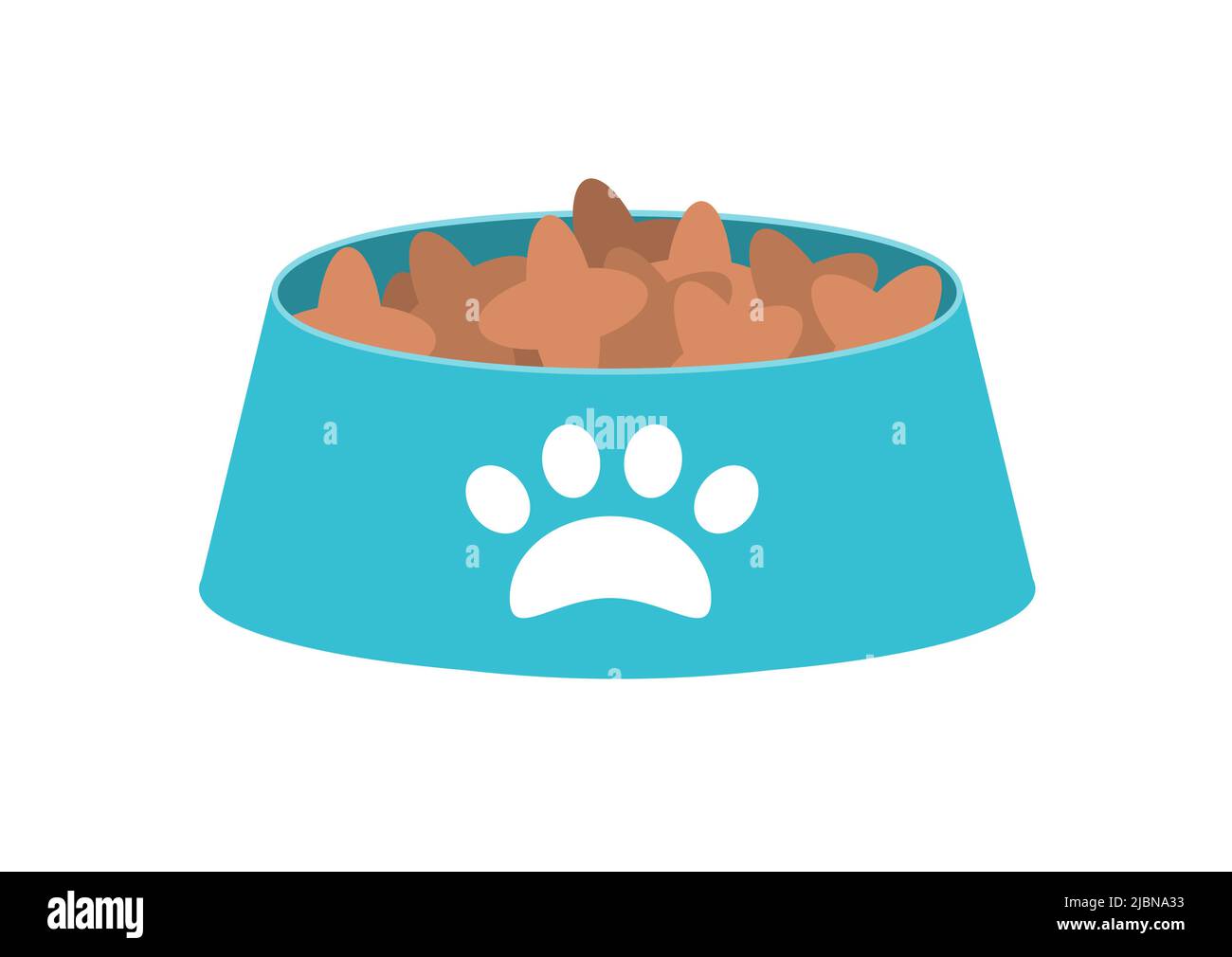 Bowl of cat food. Home pet. Meat feed. Flat vector illustration ...
