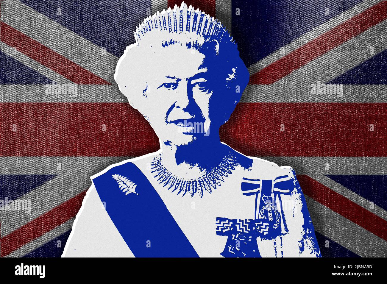 Queen Elizabeth II and UK flag Stock Photo - Alamy
