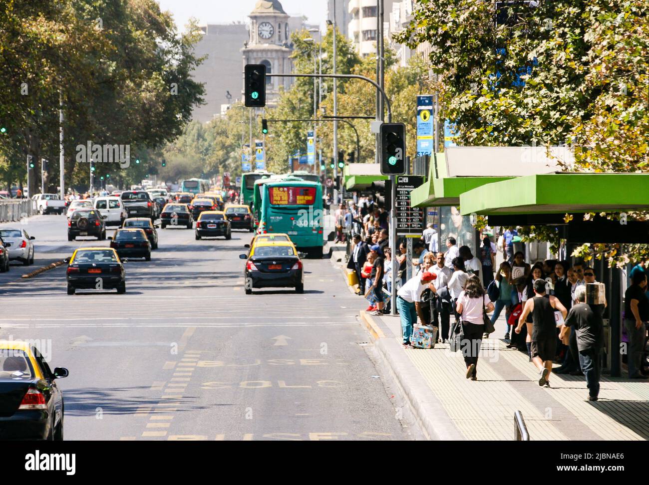Bus stops in Santiago, Chile Stock Photo - Alamy