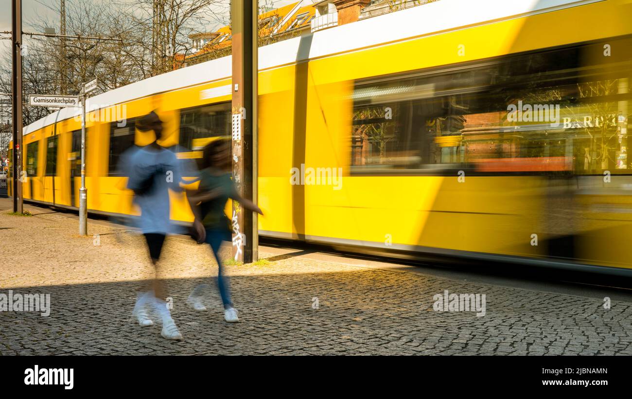Trams at Alexanderplatz and in the city of Berlin, Germany Stock Photo ...