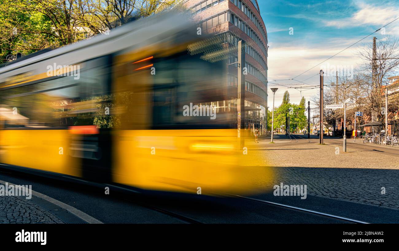 Trams at Alexanderplatz and in the city of Berlin, Germany Stock Photo ...