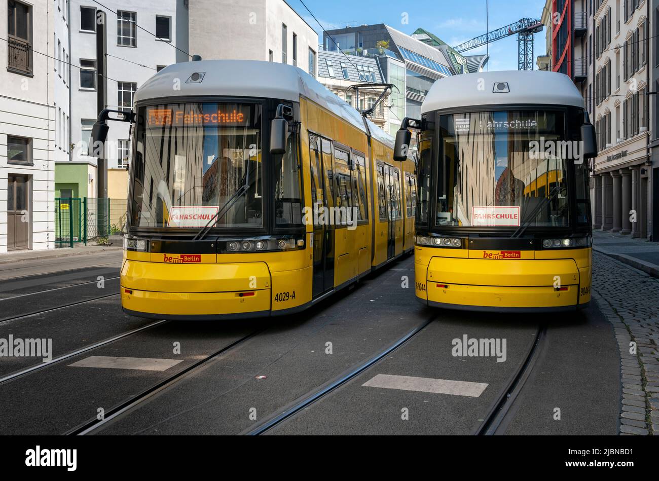 Trams at Alexanderplatz and in the city of Berlin, Germany Stock Photo ...
