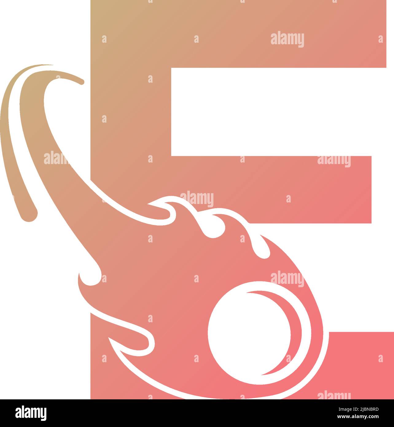 Letter E is passed by a falling meteor icon illustration vector Stock ...