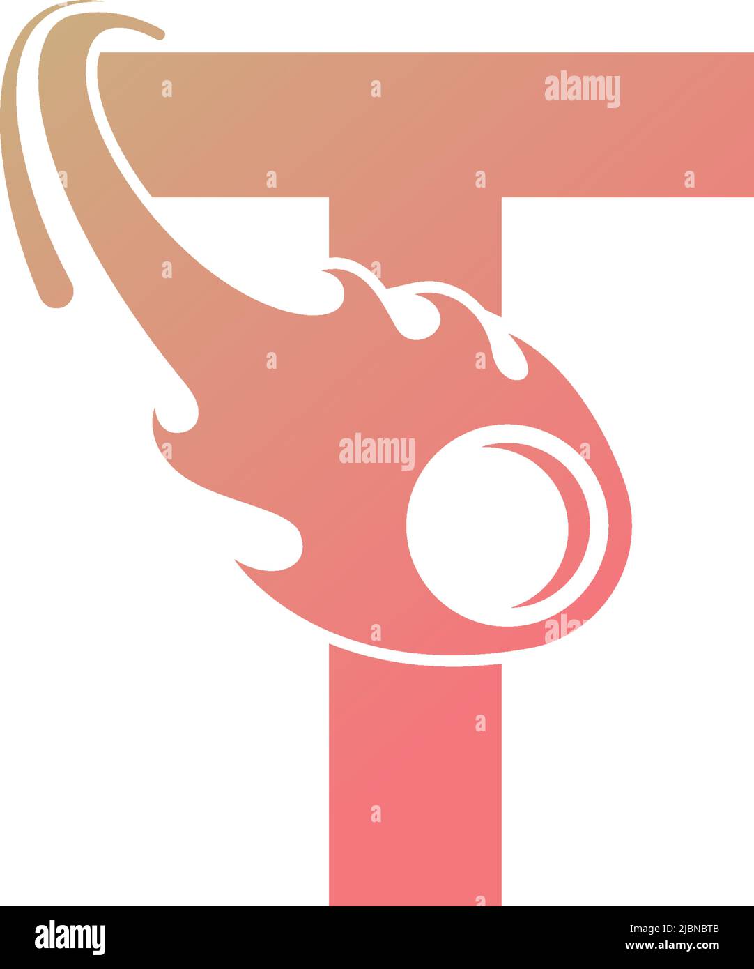 Letter T is passed by a falling meteor icon illustration vector Stock ...
