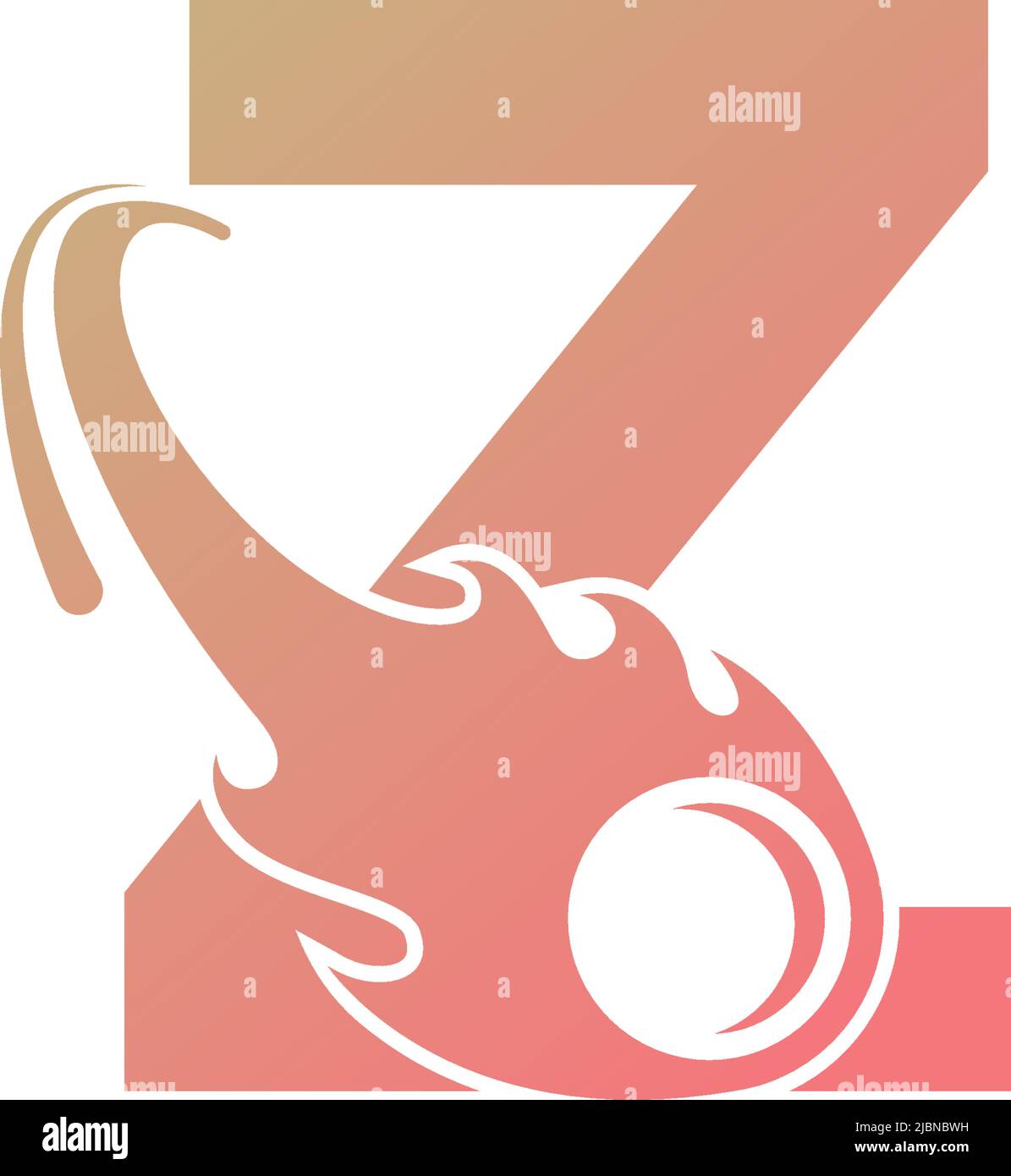 Letter Z is passed by a falling meteor icon illustration vector Stock ...