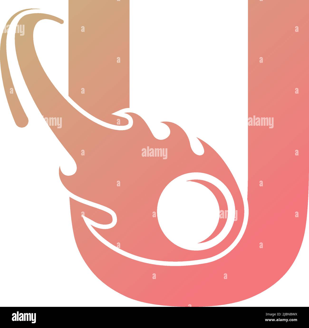 Letter U is passed by a falling meteor icon illustration vector Stock ...