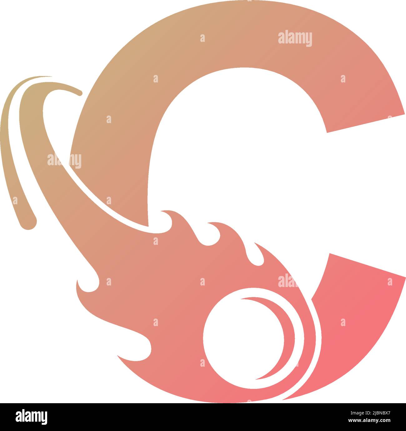 Letter C is passed by a falling meteor icon illustration vector Stock ...