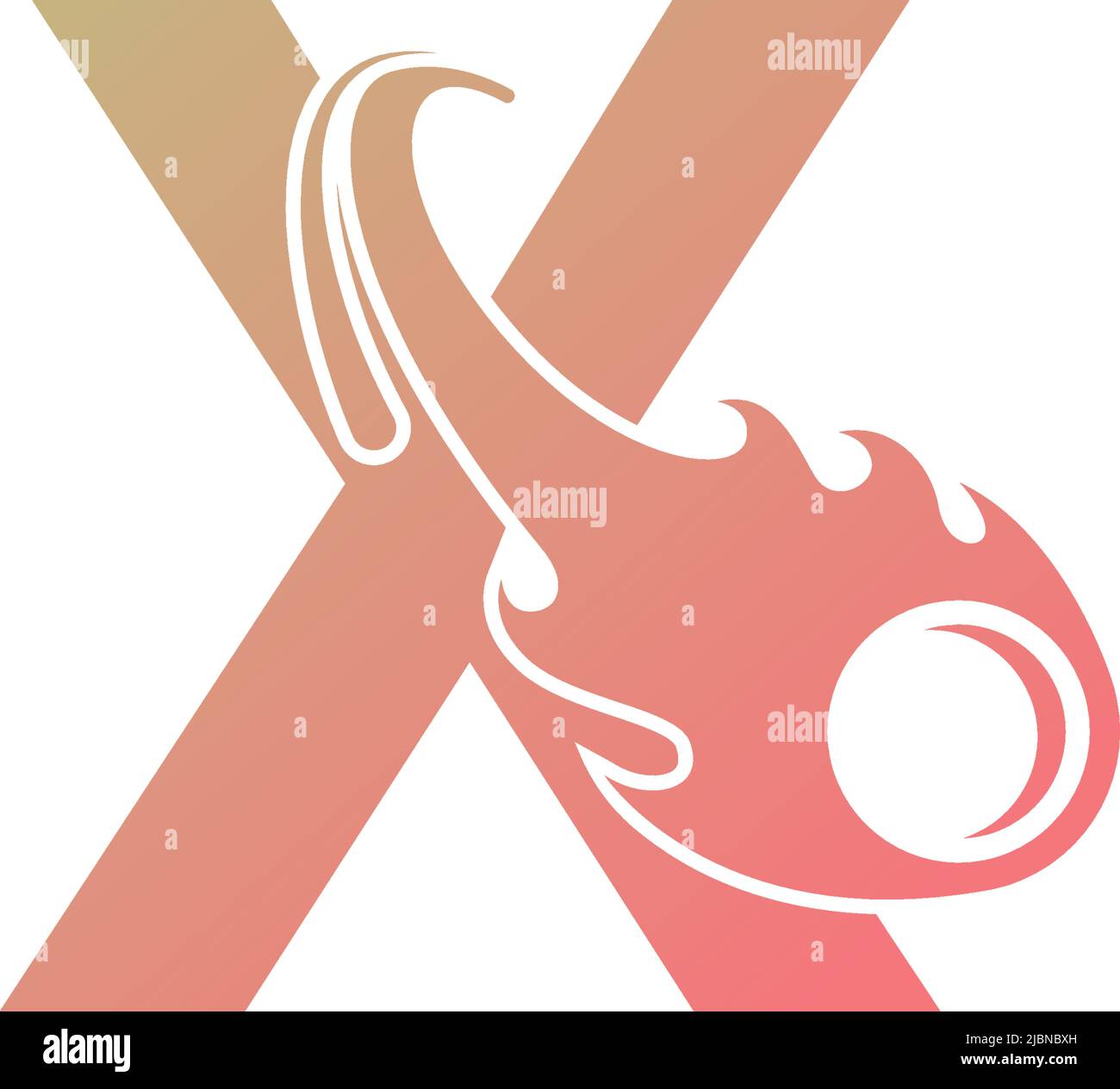 Letter X is passed by a falling meteor icon illustration vector Stock ...