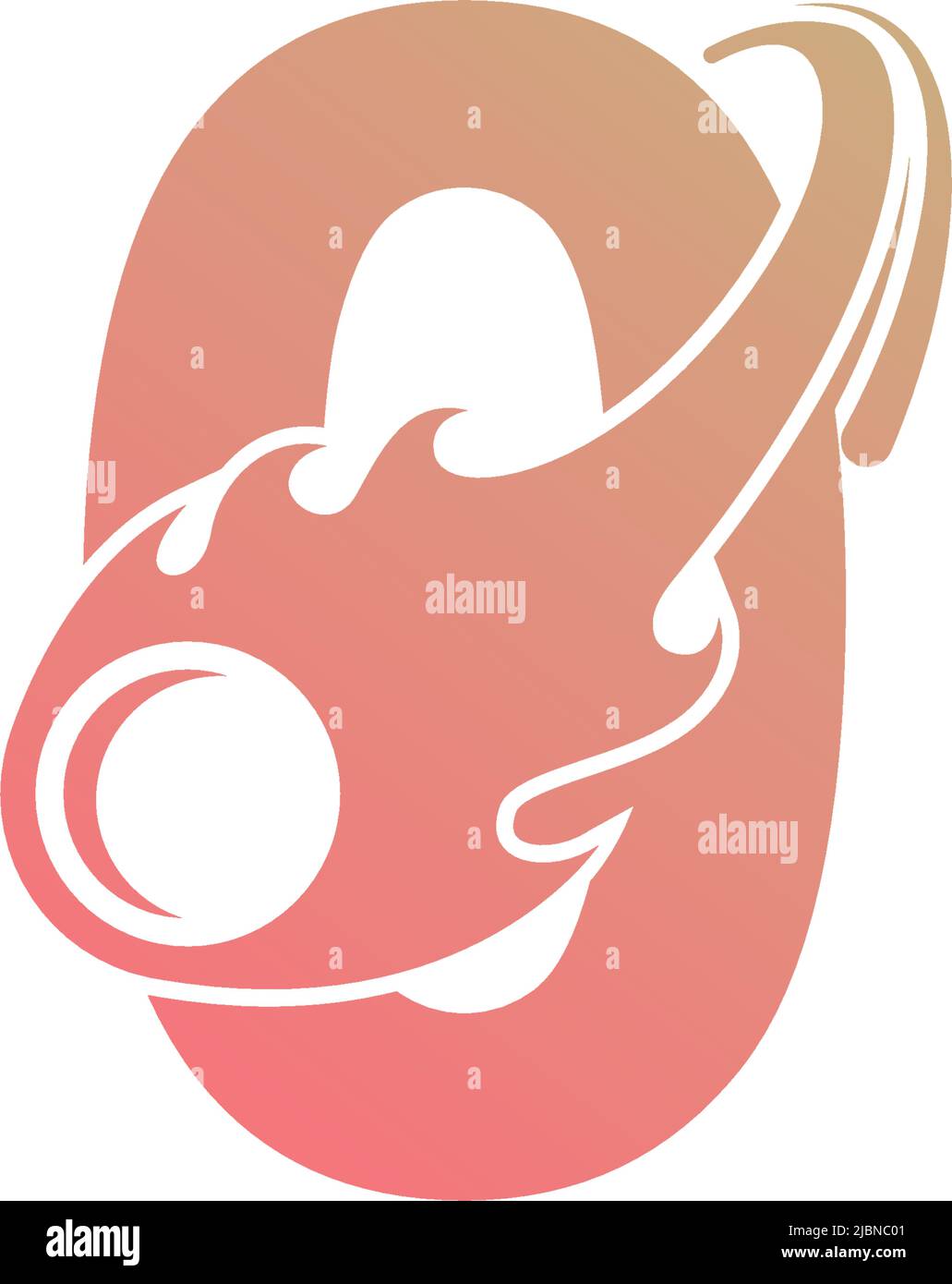 Number zero is passed by a falling meteor icon illustration vector ...