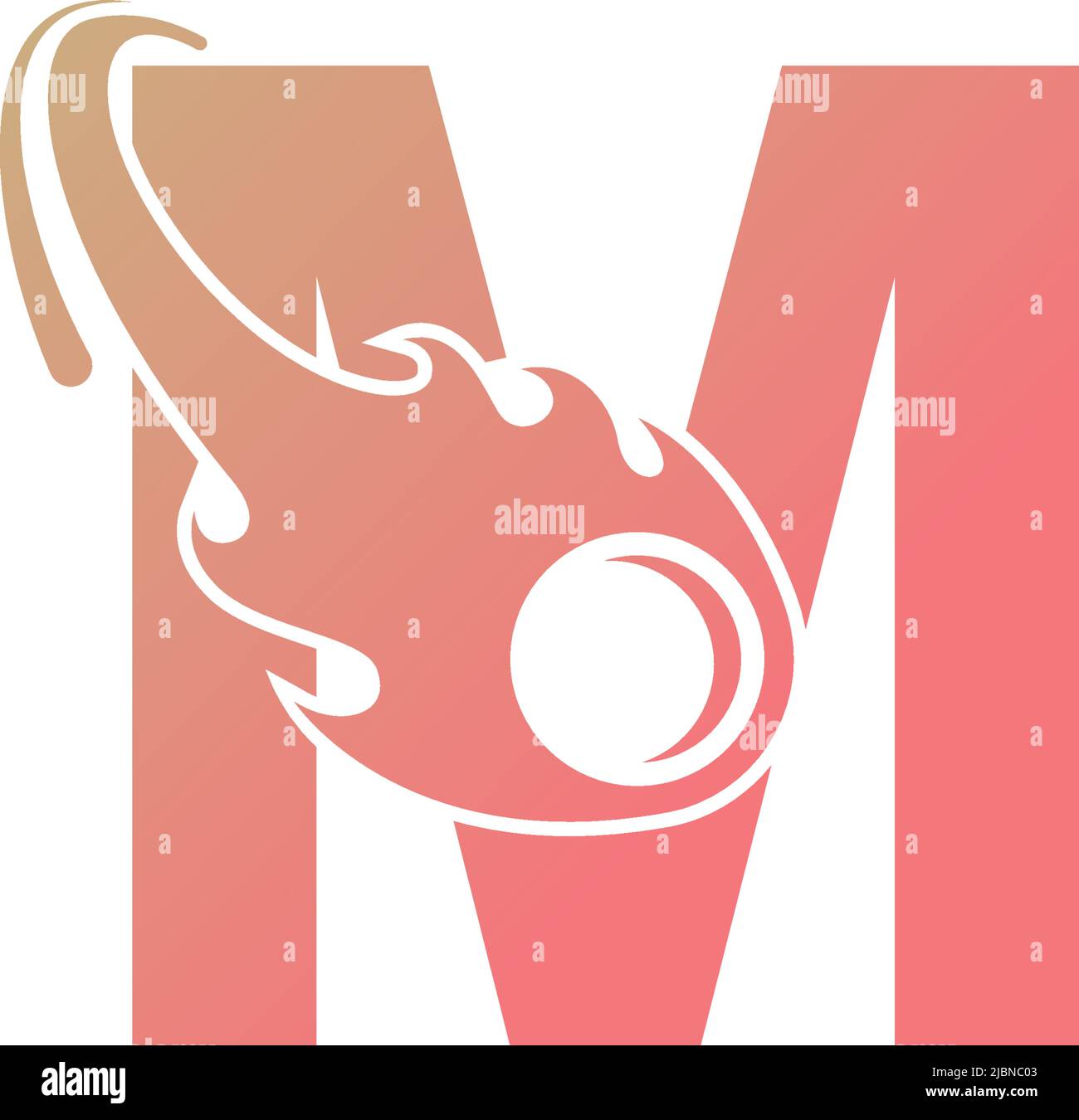 Letter M is passed by a falling meteor icon illustration vector Stock ...
