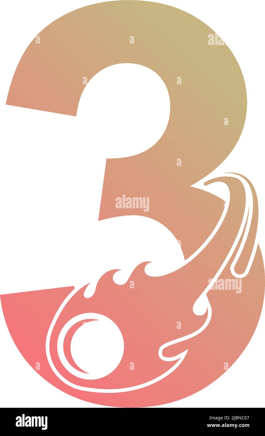 Number 3 is passed by a falling meteor icon illustration vector Stock ...