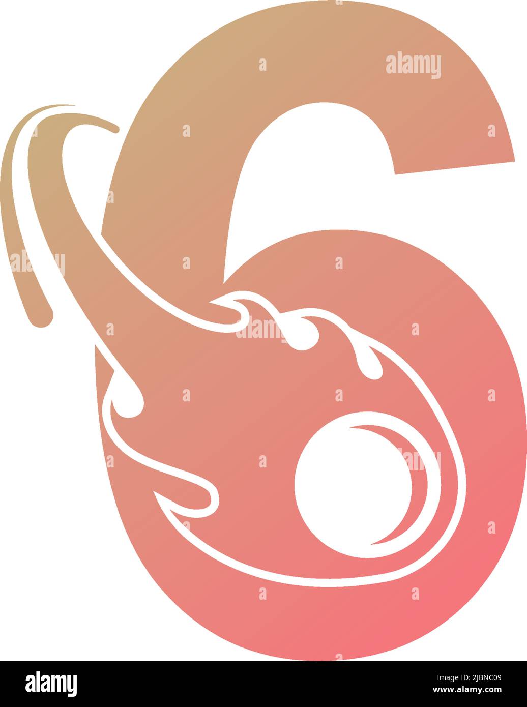 Number 6 is passed by a falling meteor icon illustration vector Stock ...