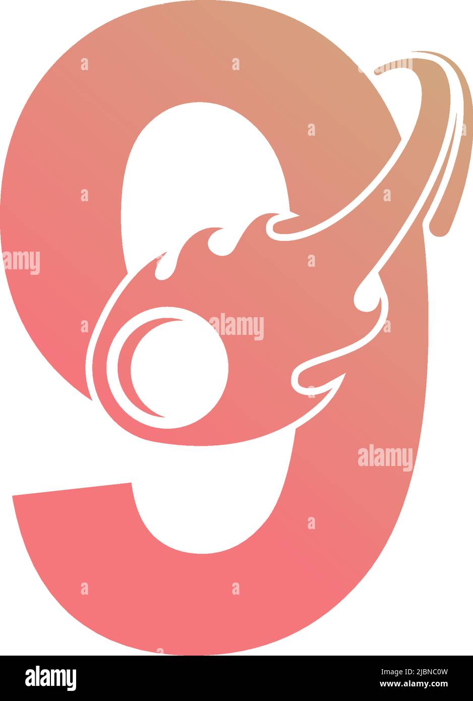 Number 9 is passed by a falling meteor icon illustration vector Stock ...