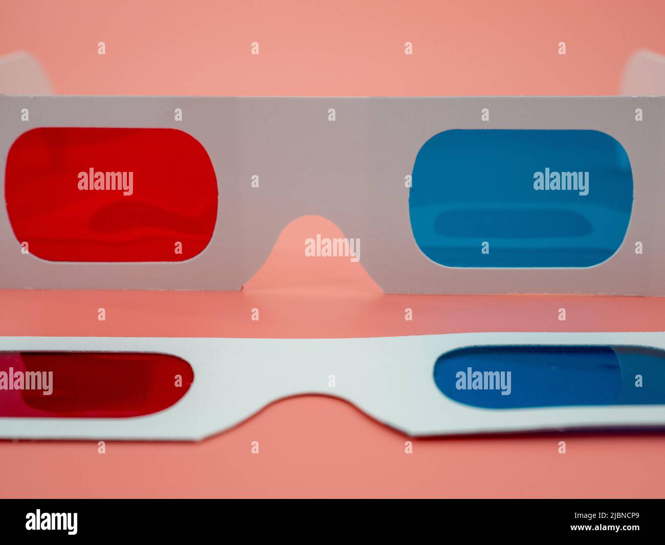 Red and blue paper glasses for viewing 3D movies and images. Isolated ...