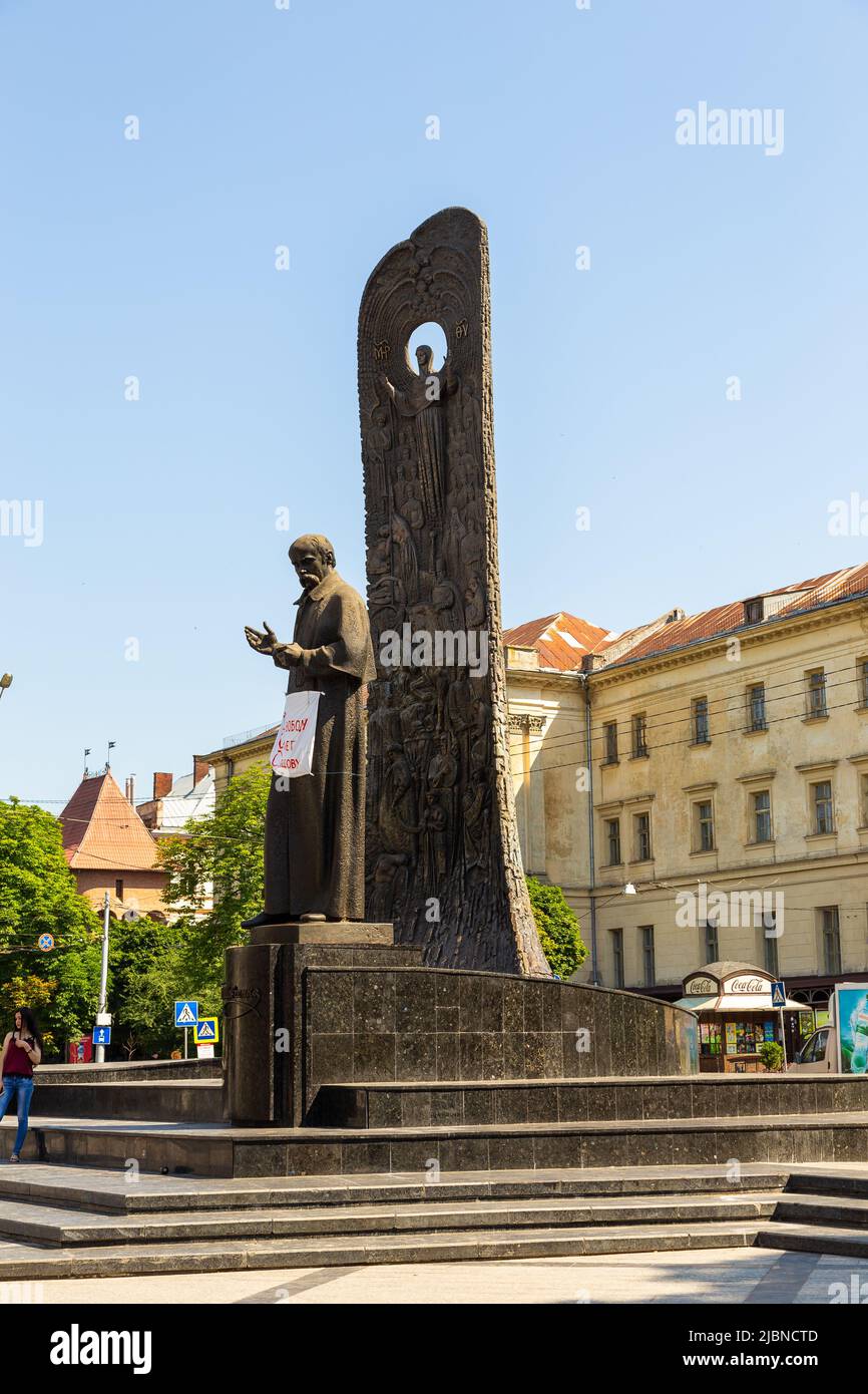 Lviv, Ukraine - 09 June 2018: The Taras Shevchenko Monument in Lviv ...