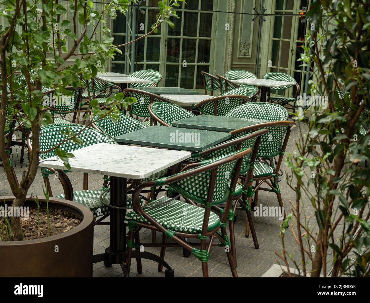 European tables at the cafe. Beautiful coffee tables Stock Photo - Alamy