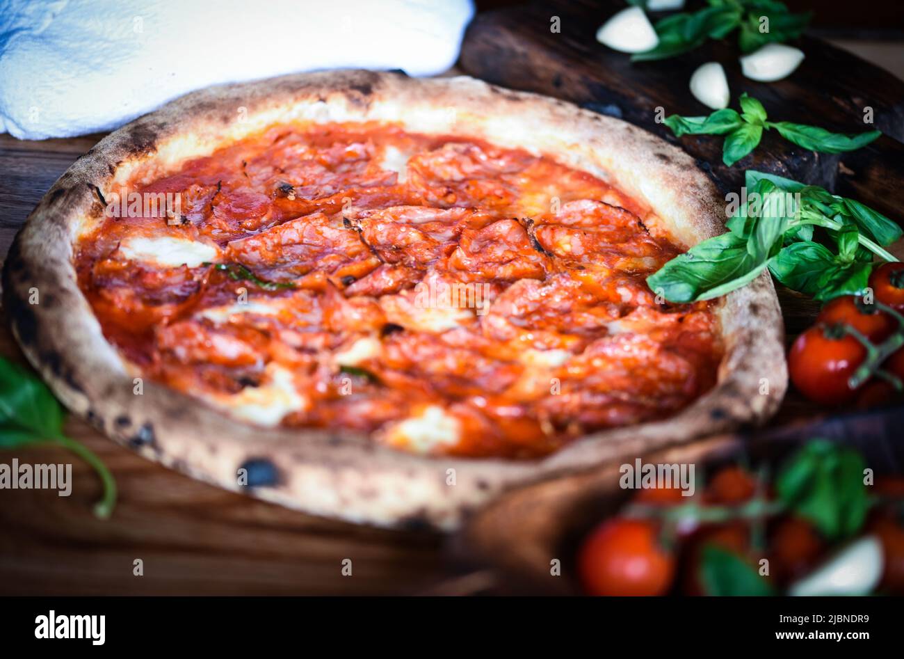 delicious Italian pizza with fresh ingredients Stock Photo - Alamy