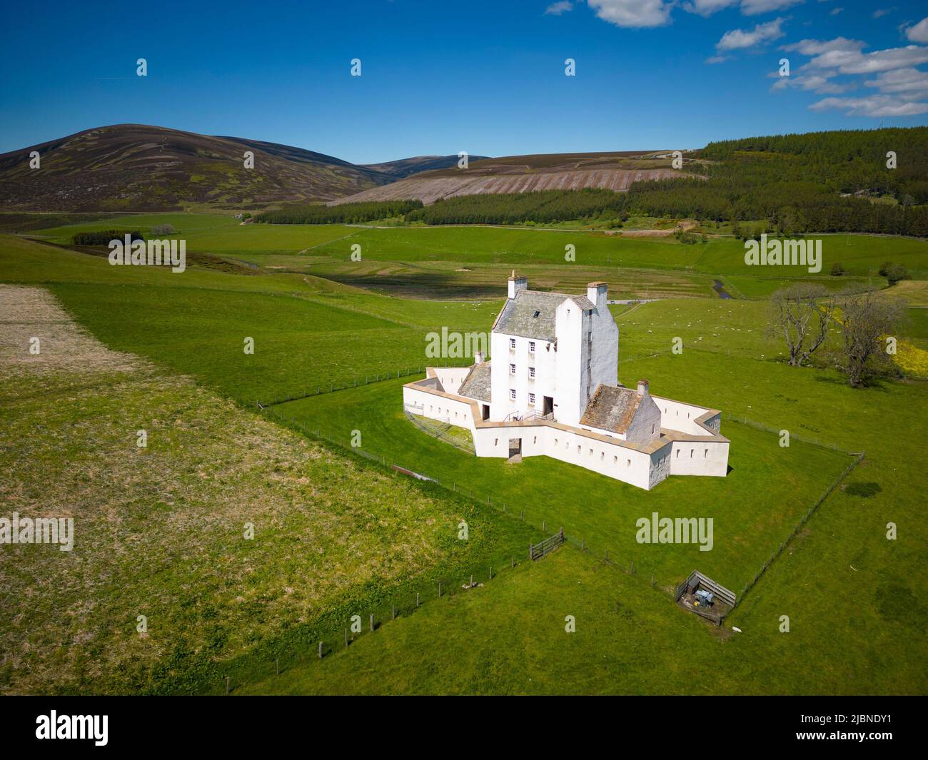 Aerial view of Corgarff Castle in Aberdeenshire, Scotland, UK Stock ...