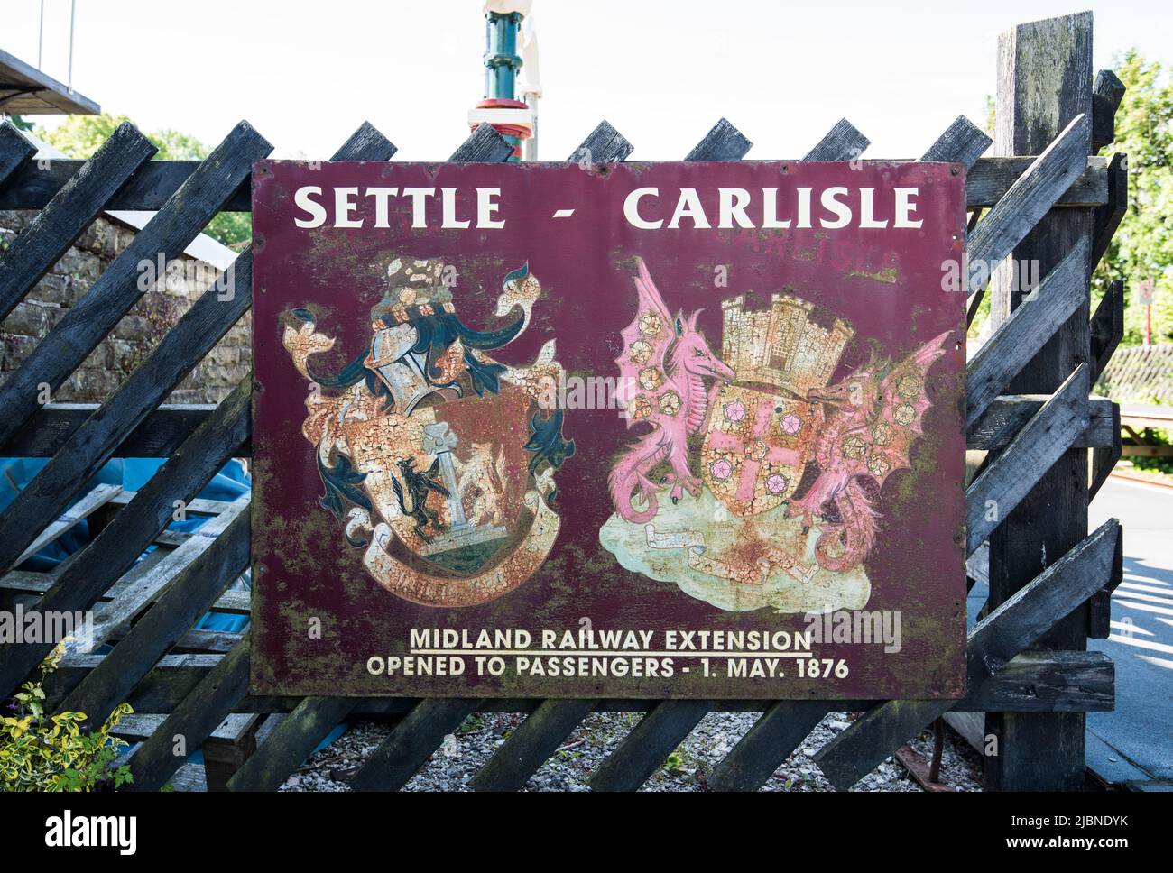 Sign at Settle Railway station reads ''Midland railway extension opened ...