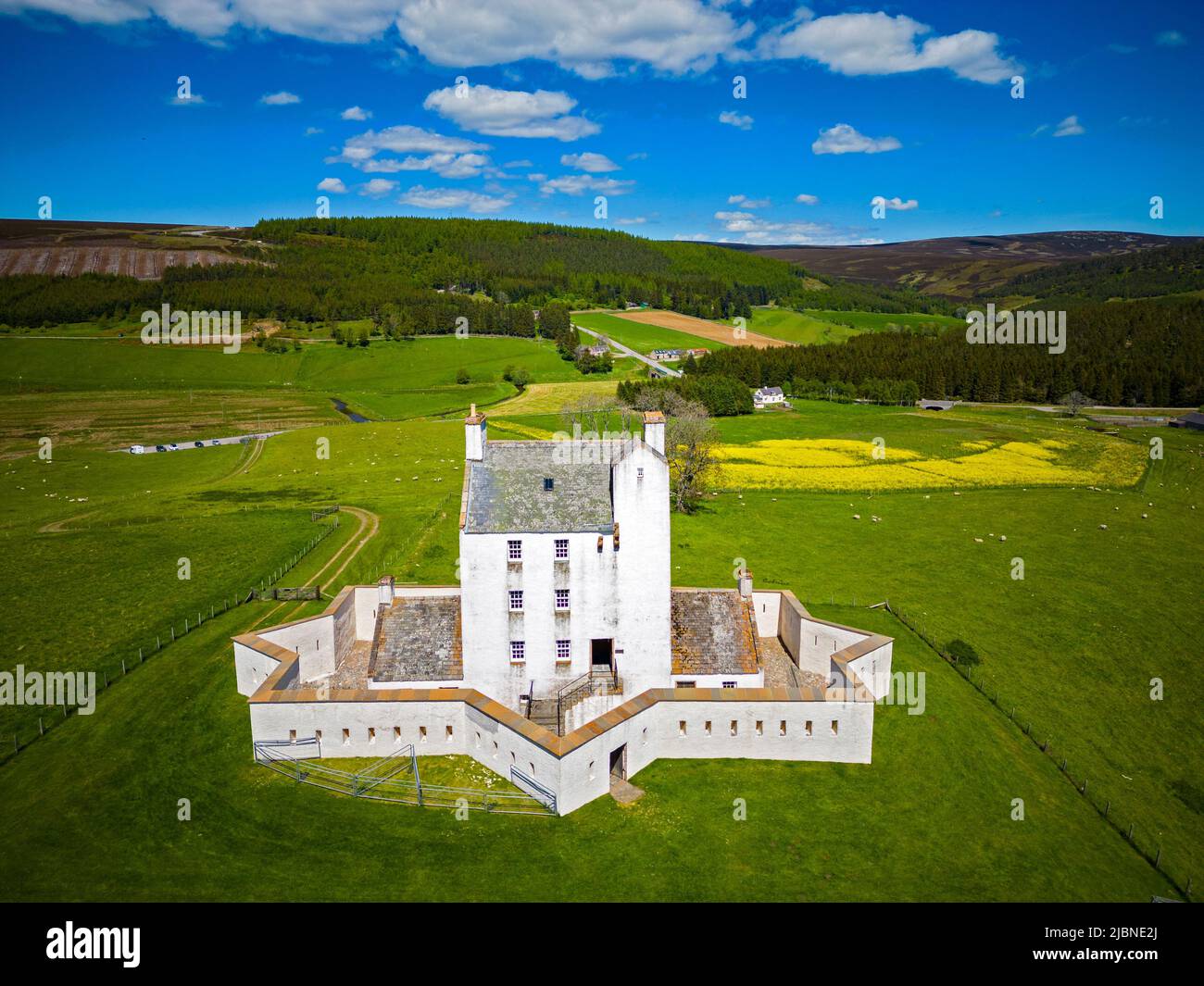 Aerial view of Corgarff Castle in Aberdeenshire, Scotland, UK Stock ...