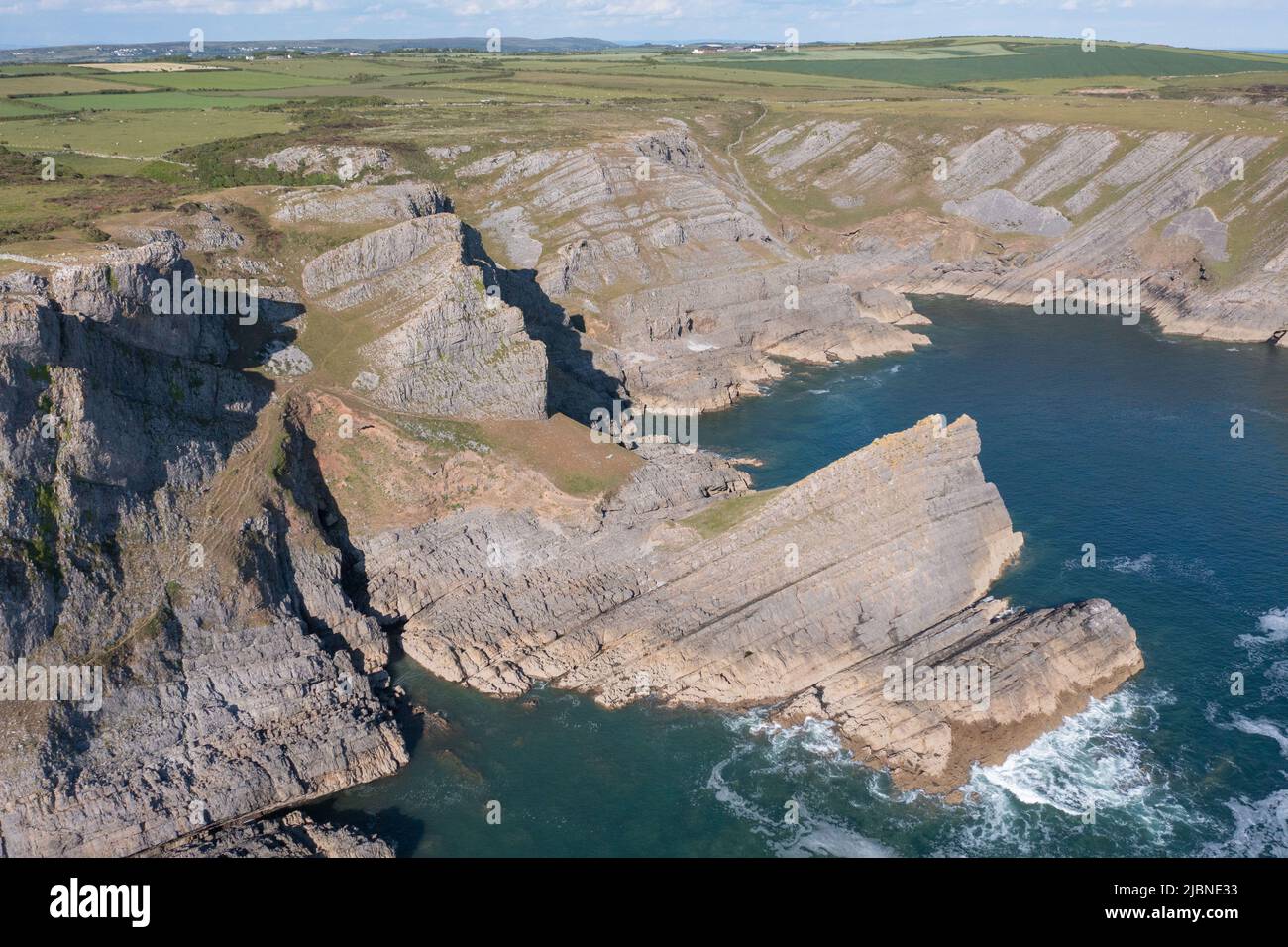 Aerial view of The Knave, South Gower cliffs, Wales, UK Stock Photo - Alamy