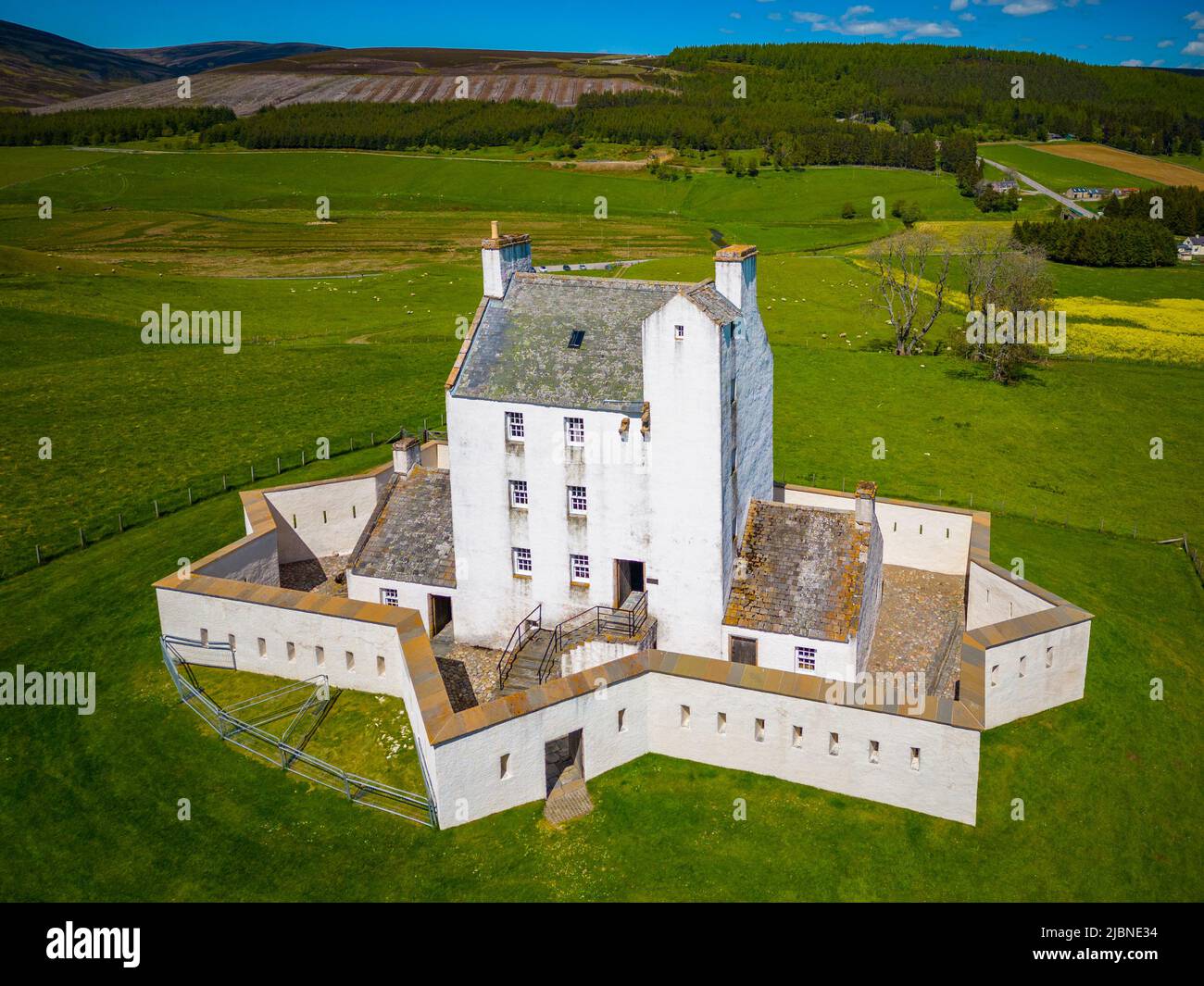Aerial view of Corgarff Castle in Aberdeenshire, Scotland, UK Stock ...