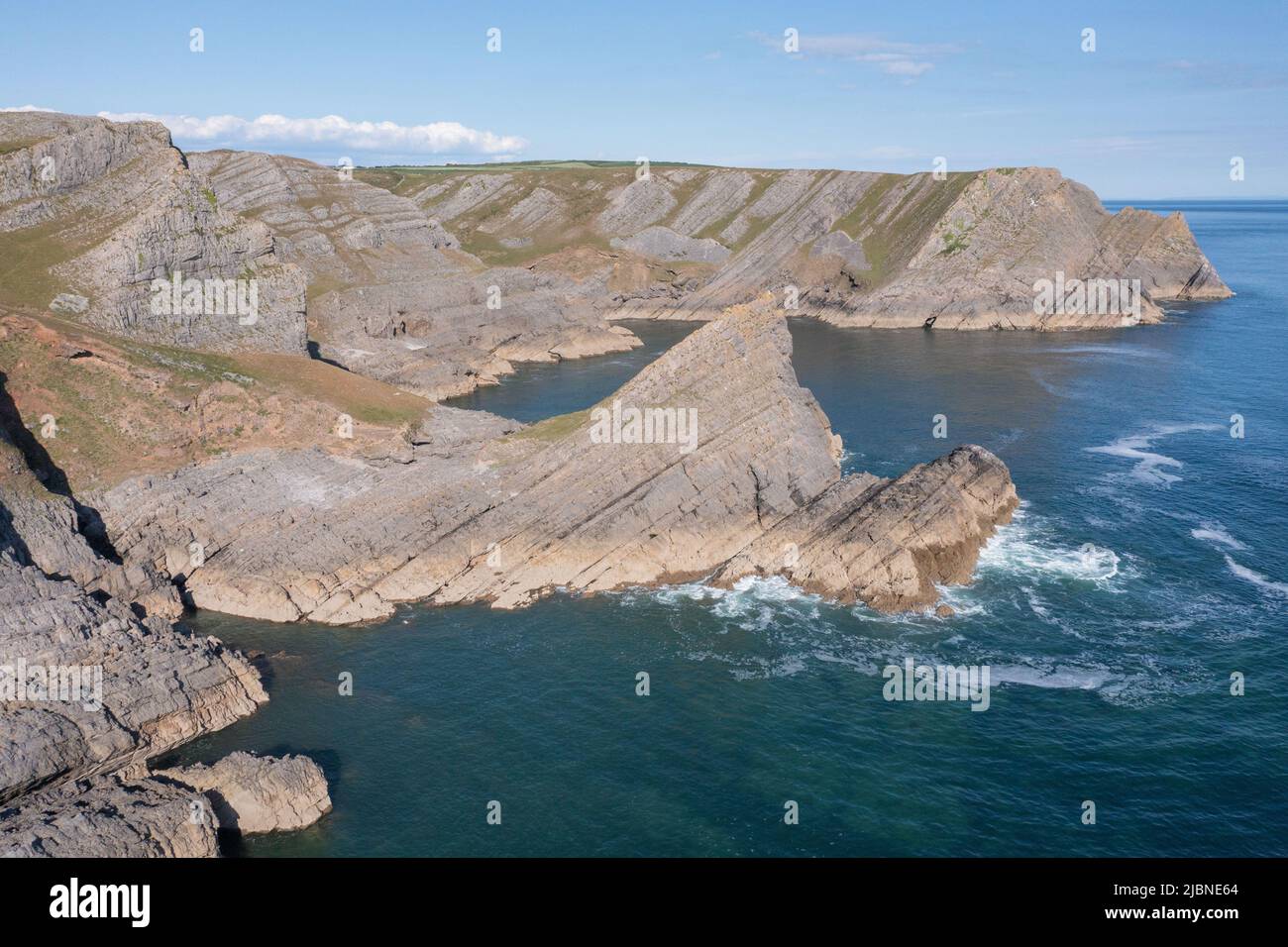 Aerial view of The Knave, South Gower cliffs, Wales, UK Stock Photo - Alamy