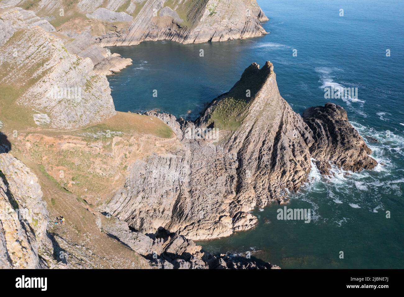 Aerial view of The Knave, South Gower cliffs, Wales, UK Stock Photo - Alamy