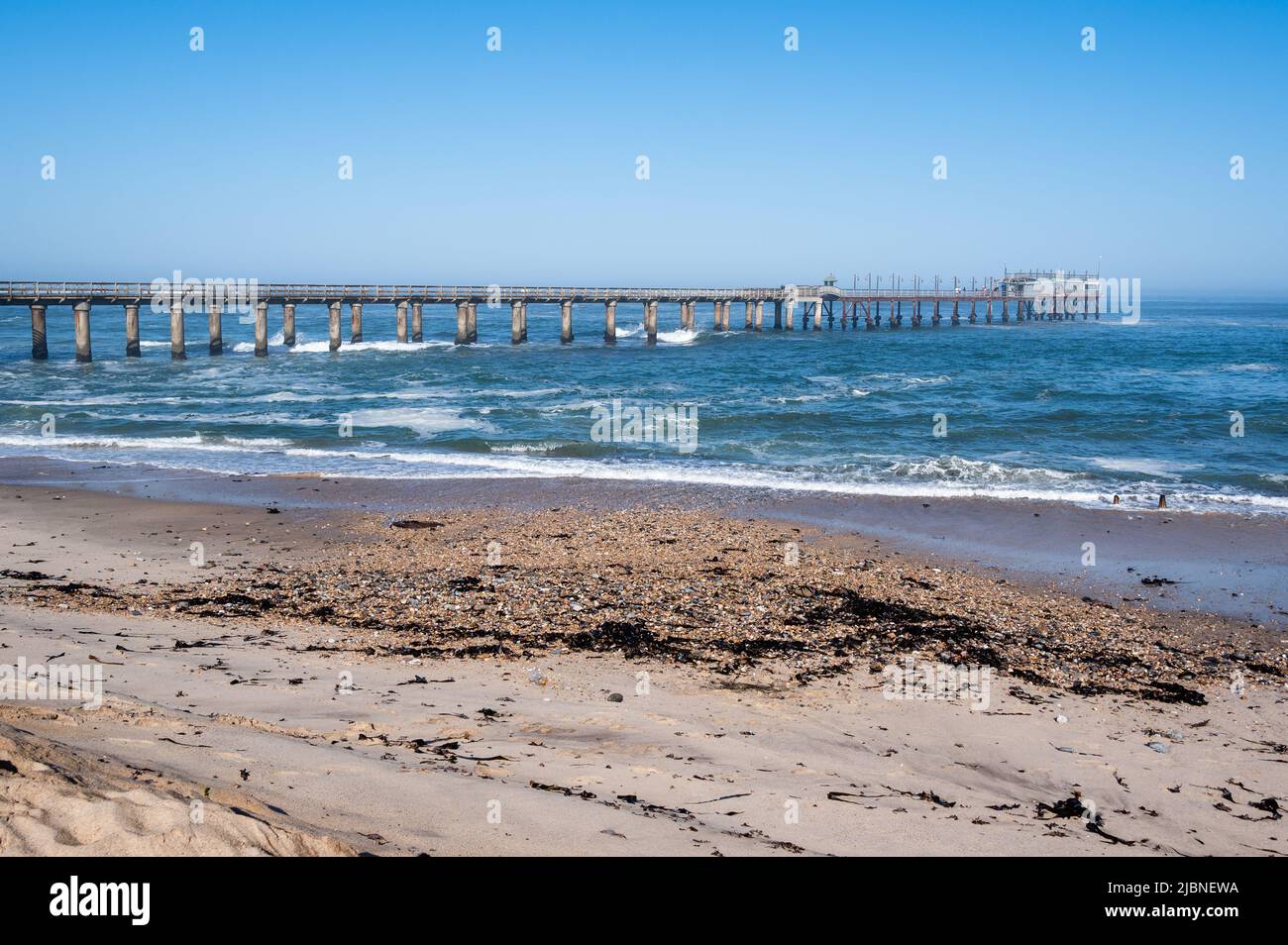 Panorama of the beach and jetty pier of Swakopmund Stock Photo - Alamy