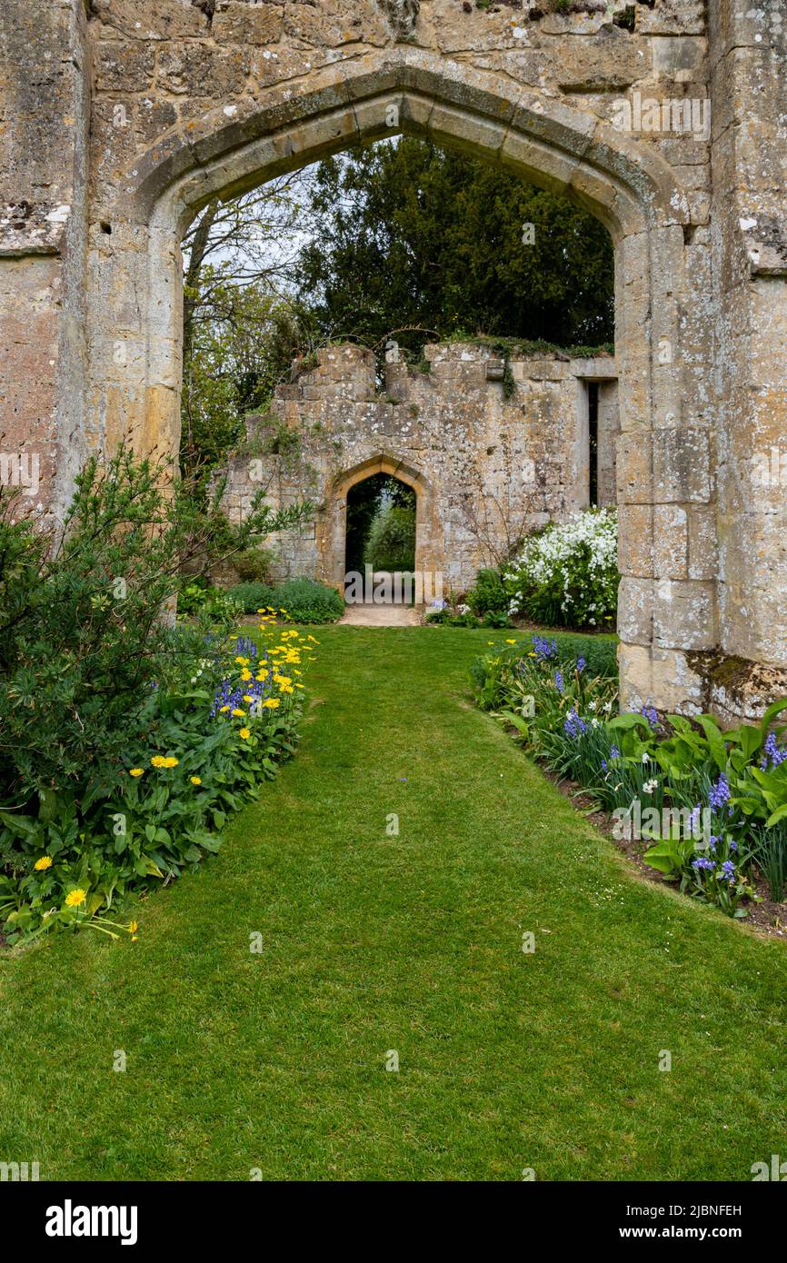 The ruins of the 15th-century tithe barn in the grounds of Castle ...