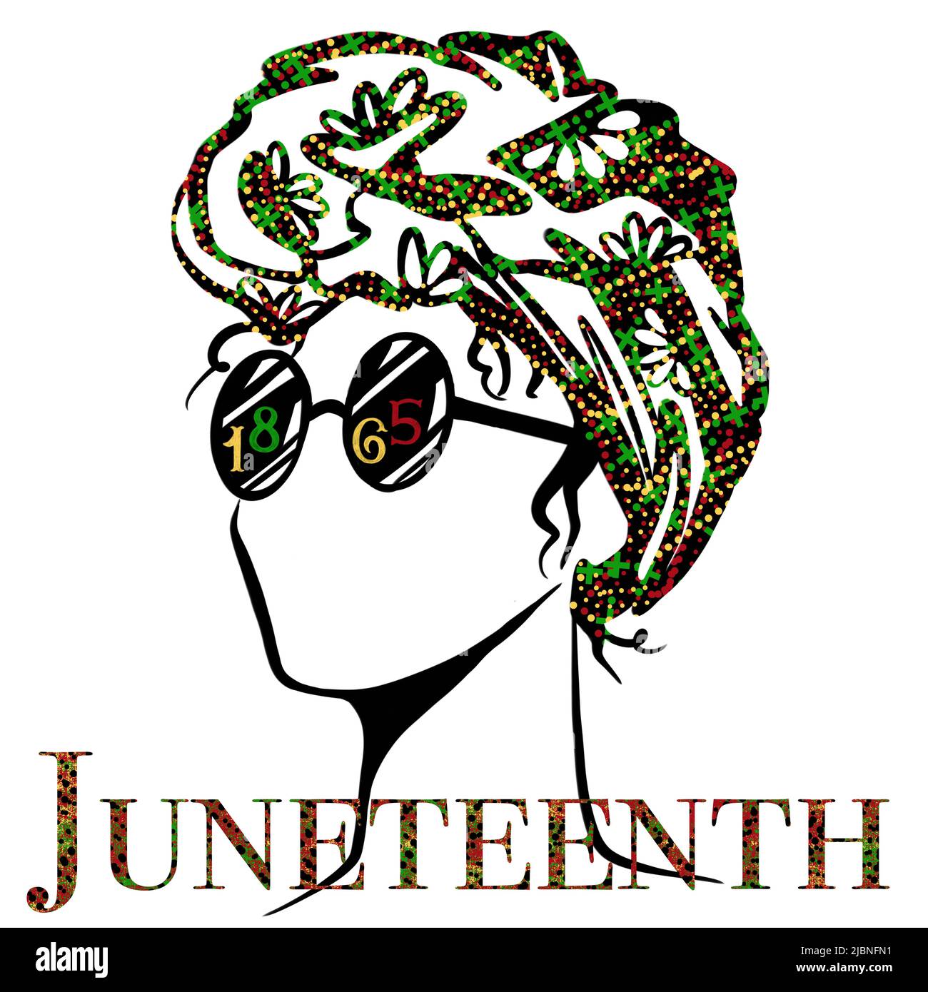 Juneteenth. Black woman profile, a beatiful female head with curly hair ...