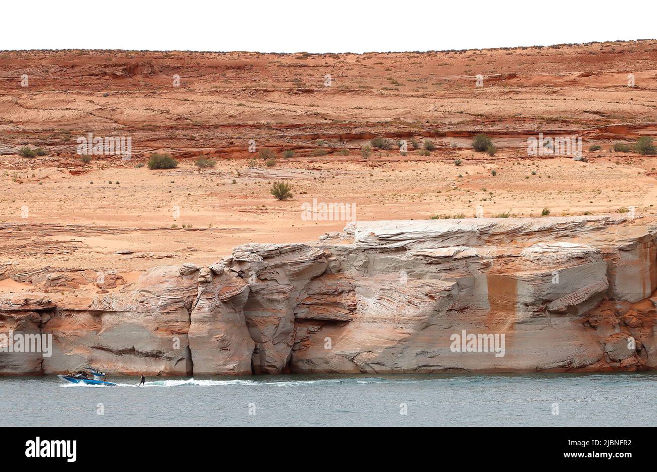 Page, Arizona, USA. 4th June, 2022. A wakeboarder passes by Antelope ...
