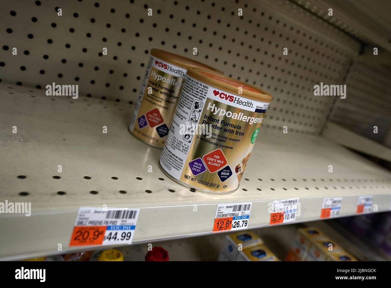 Empty shelves with baby formula are seen at CVS pharmacy in Washington ...